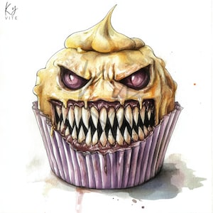 15 Creepy Cupcake Clipart, Monster Cupcake, Halloween, Printable ...