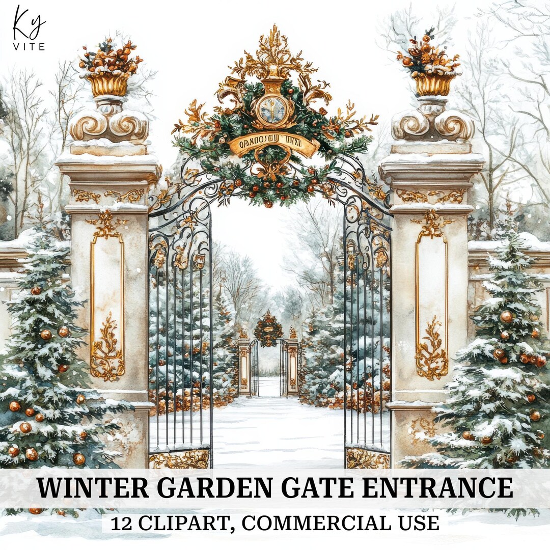 12 Winter Garden Gate Entrance Clipart, Winter Garden Gate, Winter ...
