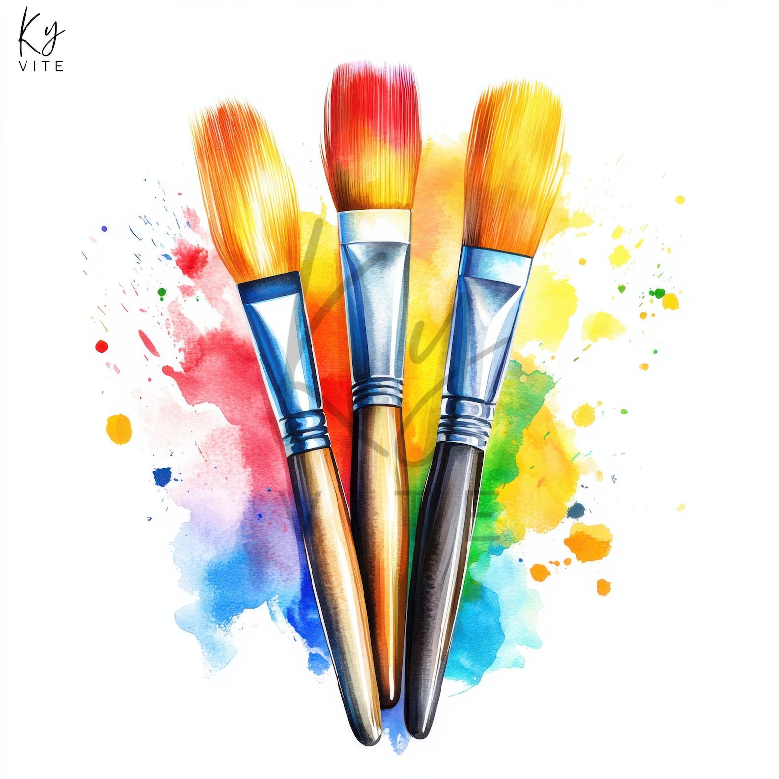 Watercolor Paint Brushes Clipart: Art Tools in Jar (digital Download ...