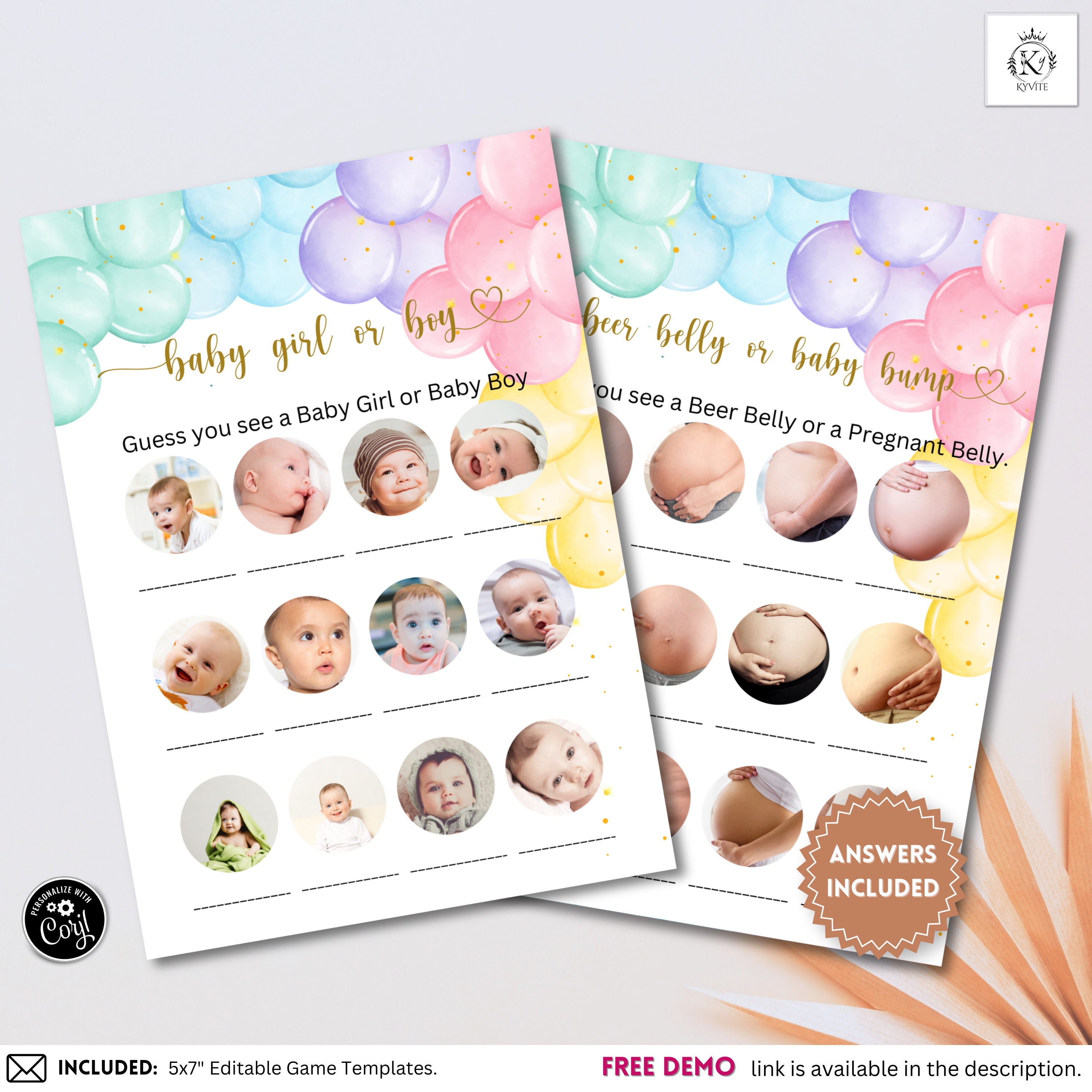 Two Funny Baby Shower Games, Baby Bump or Beer Belly, Baby Face Picture ...