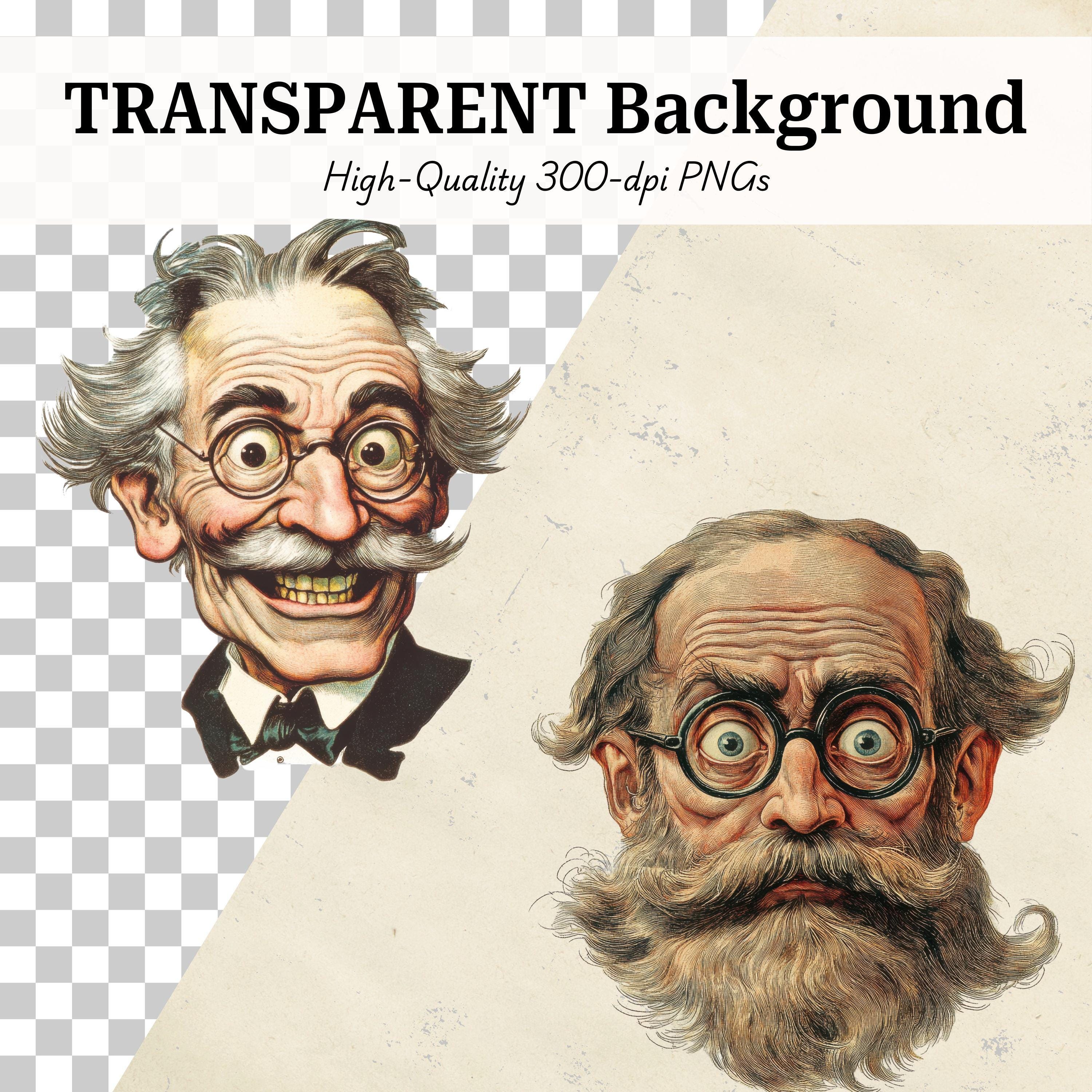 Mad Scientist Head Clipart: Vintage PNG Bundle for Junk Journals ...