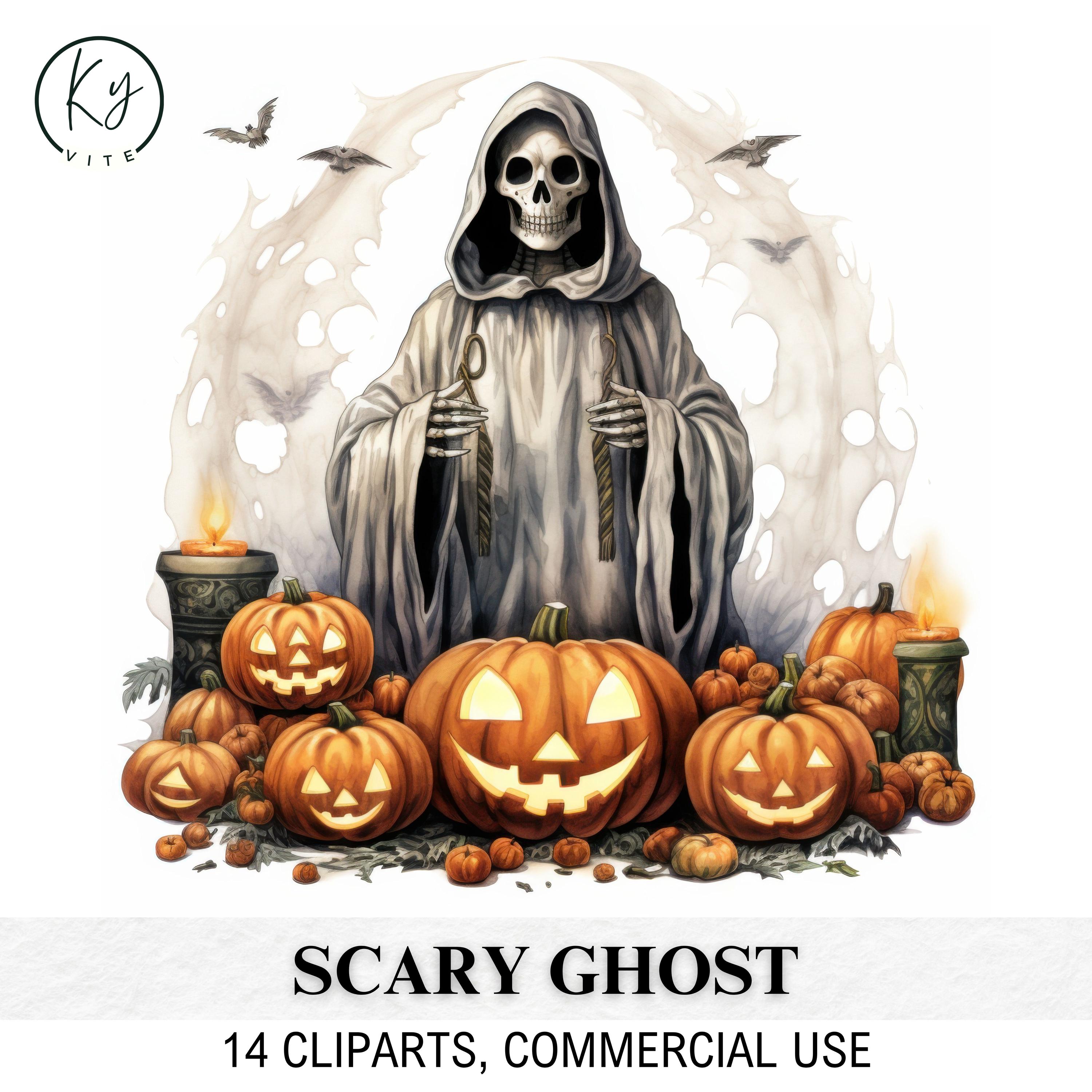 14 Spooky Halloween Ghost Clipart for Witchcraft Journaling, Paper ...