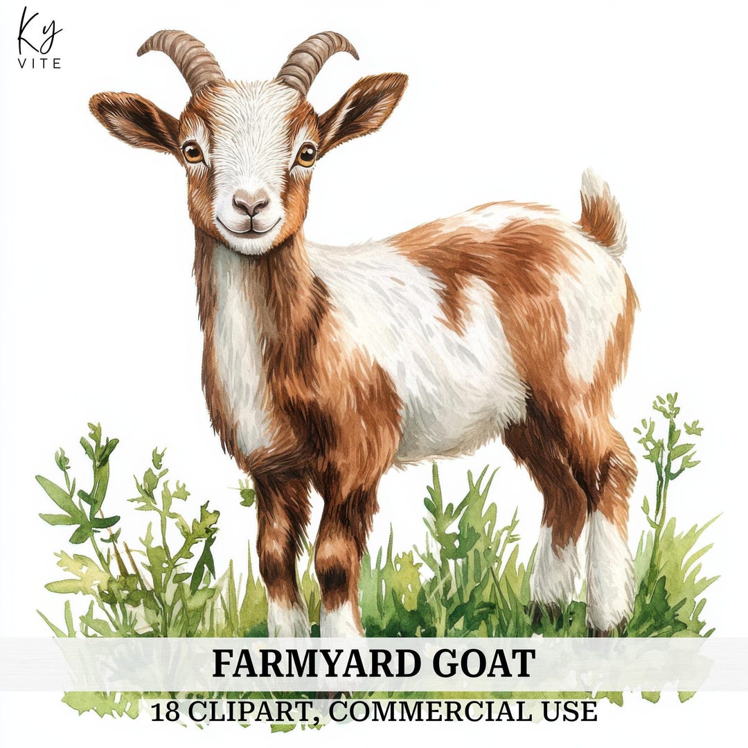 Watercolor Goat Clipart: Farm Nursery Art, Papercraft (digital Download ...