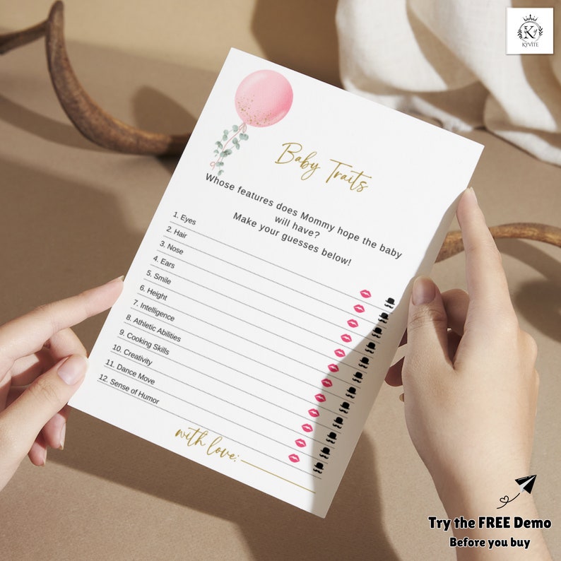 Baby Traits for Baby Shower Game Guess the Baby Features - Etsy