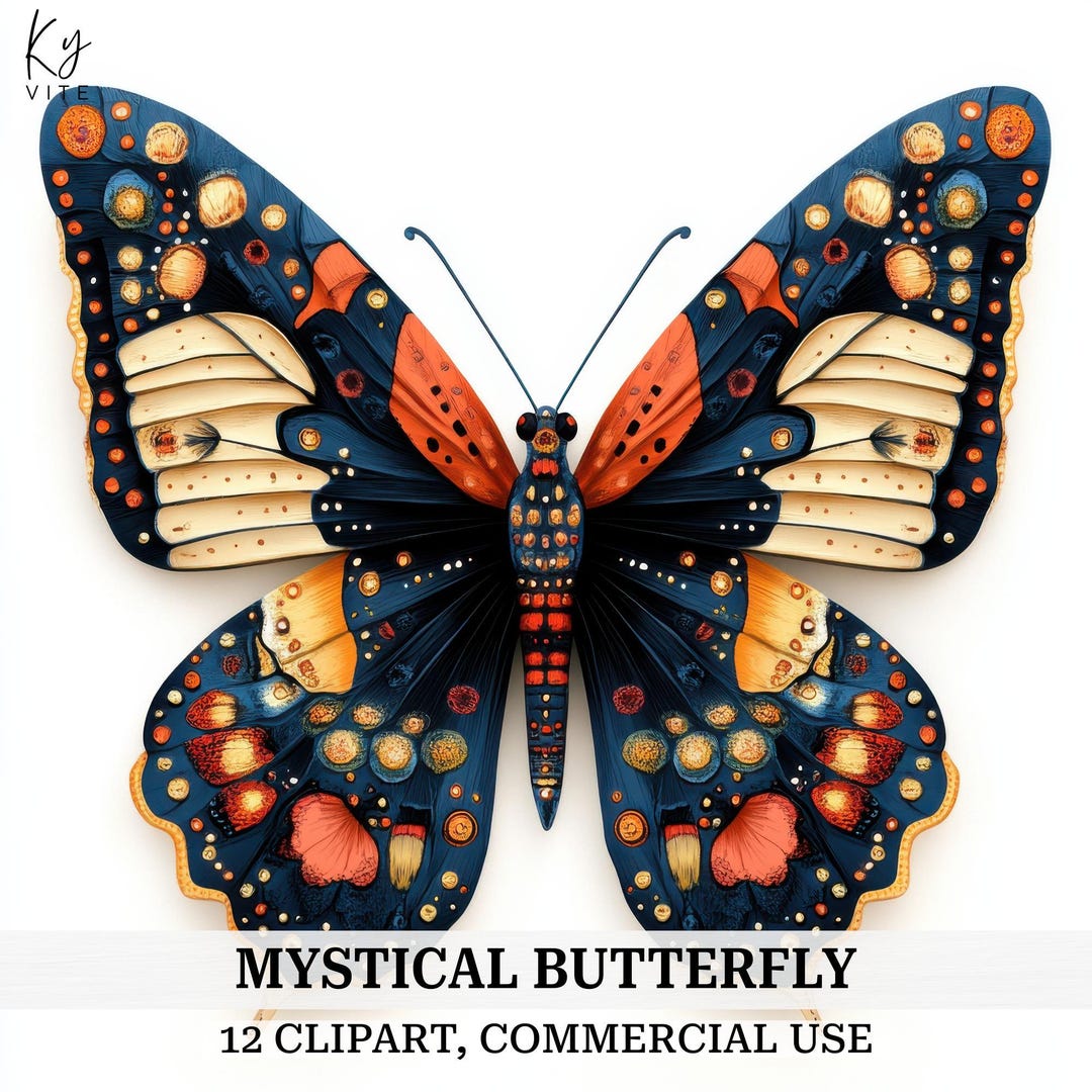 12 Mystical Butterfly Clipart, Celestial Butterfly, Printable ...