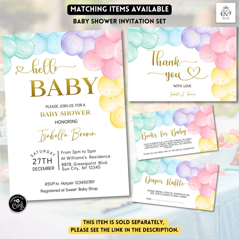Baby Shower Wipes Raffle Game Sign With Raffle Card, Pastel Balloons ...