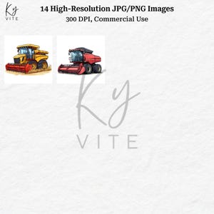 14 Combine Harvester Vehicle Clipart, Printable Watercolor Clipart ...