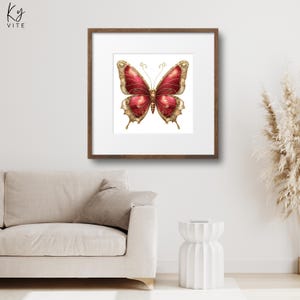 Red & Gold Scroll Butterfly Clipart: 12 Watercolor Fantasy Designs ...