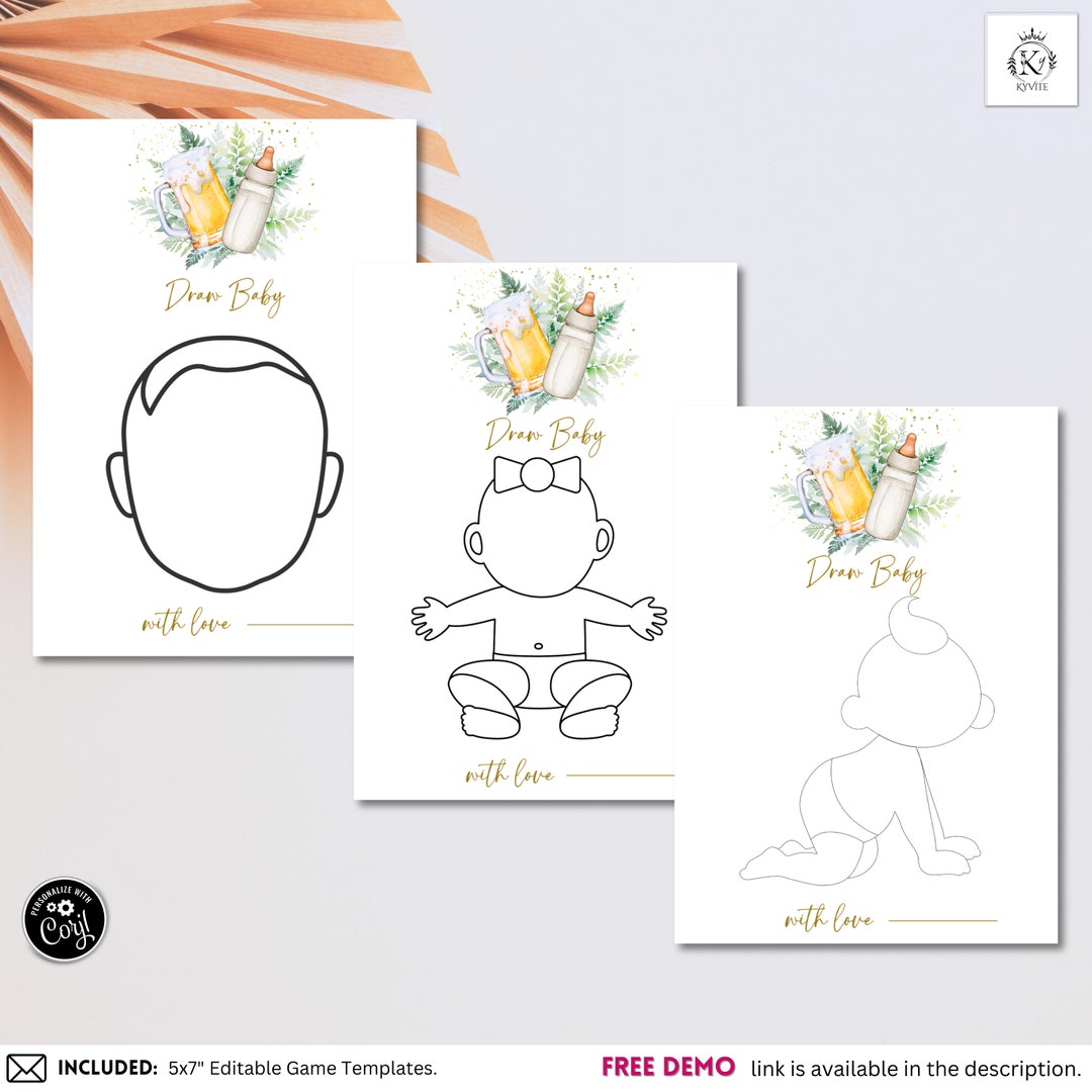Draw Baby Shower Game, Draw the Baby Game, Gender Neutral Baby Shower ...