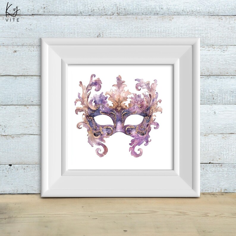 Watercolor Carnival Mask Clipart: Masquerade Mask, Card Making (digital ...