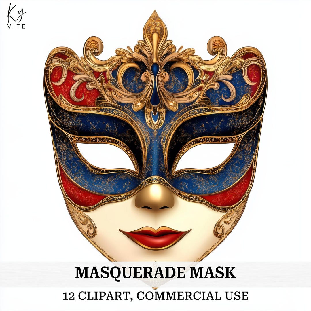 Watercolor Masquerade Mask Clipart: Venetian Masks, Scrapbook (digital ...