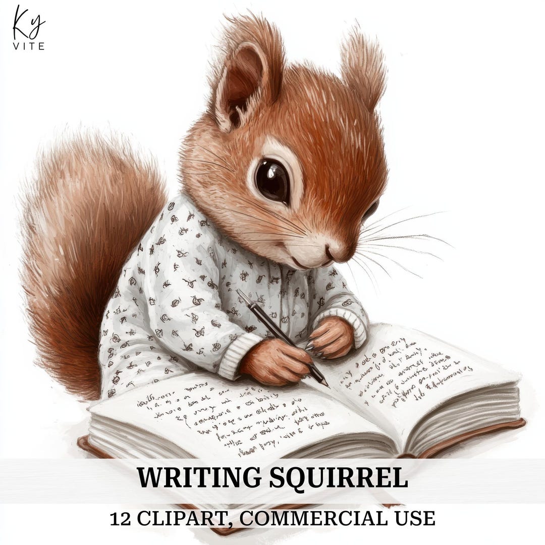 12 Writing Squirrel Clipart, Typing Squirrel, Cartoon Squirrel ...