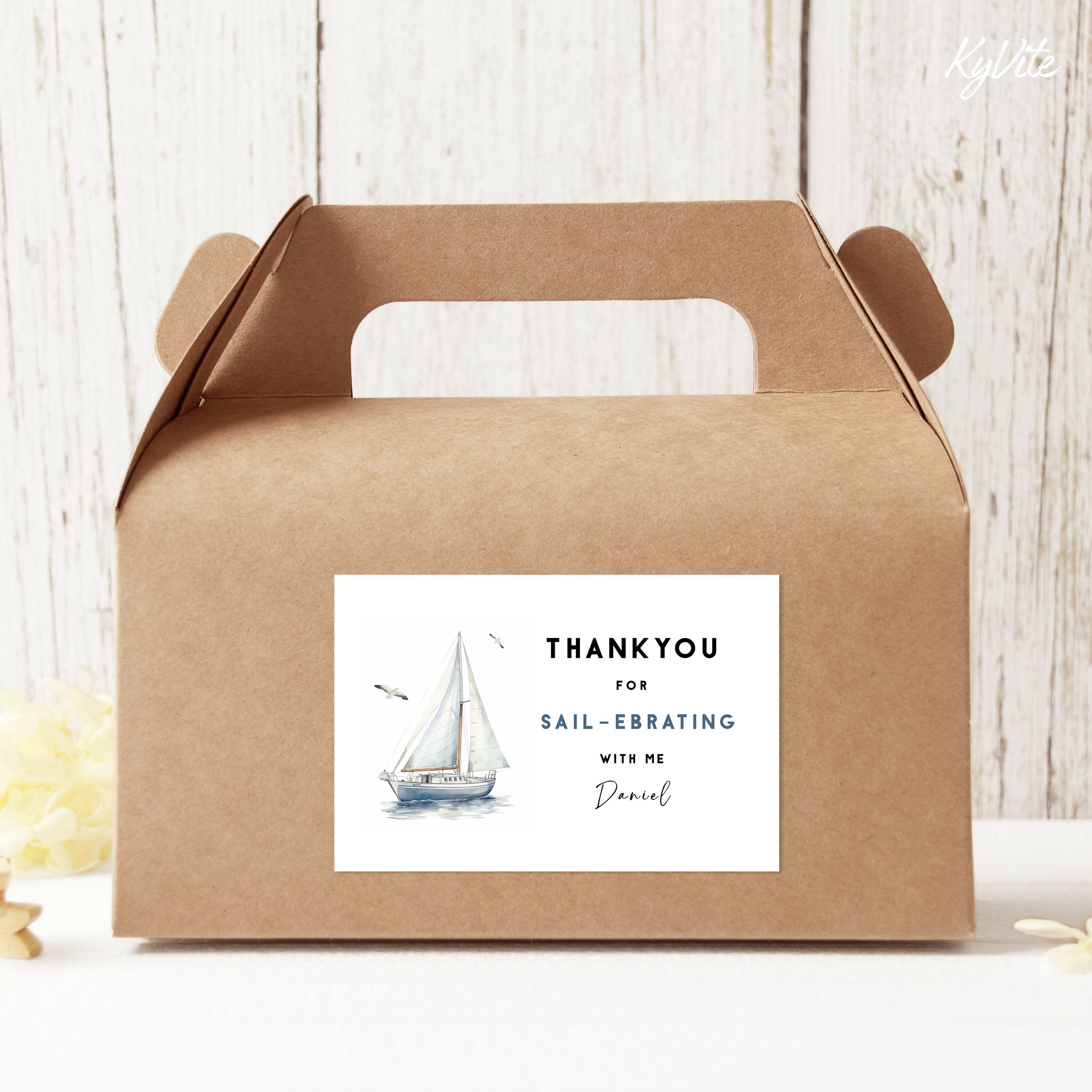 Editable Nautical Birthday Gable Box Label, Party Favor/gift Box Label ...