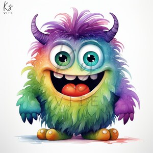 19 Whimsical Monster Clipart, Cute Monster, Printable Watercolor ...