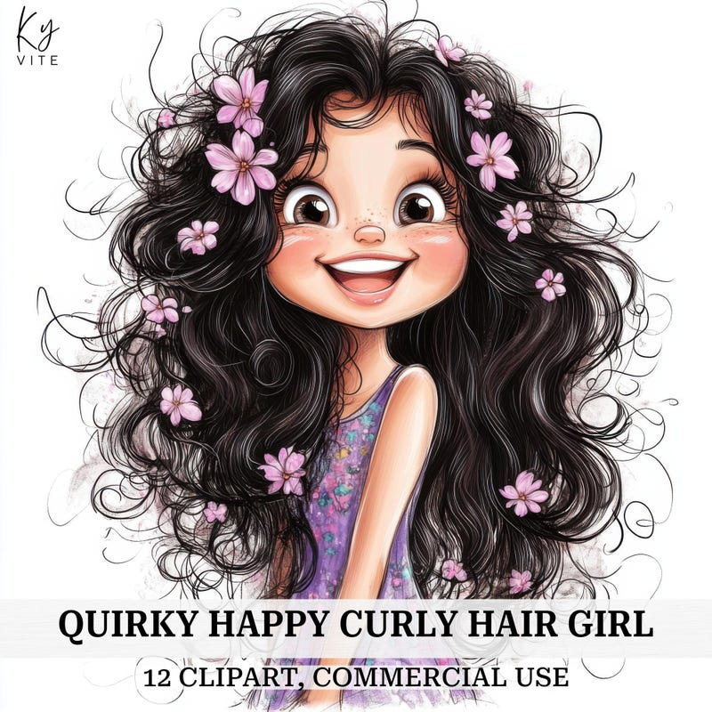Cartoon Curly Hair Png - Etsy