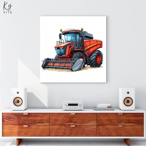 14 Combine Harvester Vehicle Clipart, Printable Watercolor Clipart ...