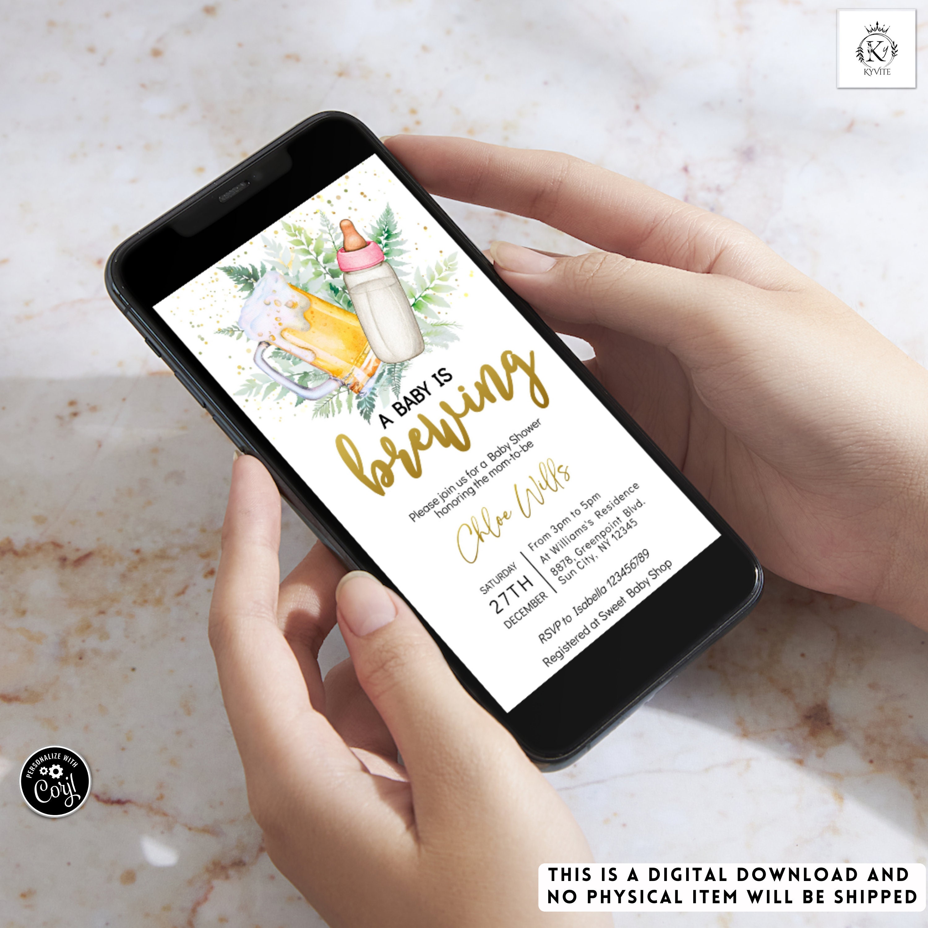 Editable Baby Shower Phone Invitation Set Thank You Card - Etsy