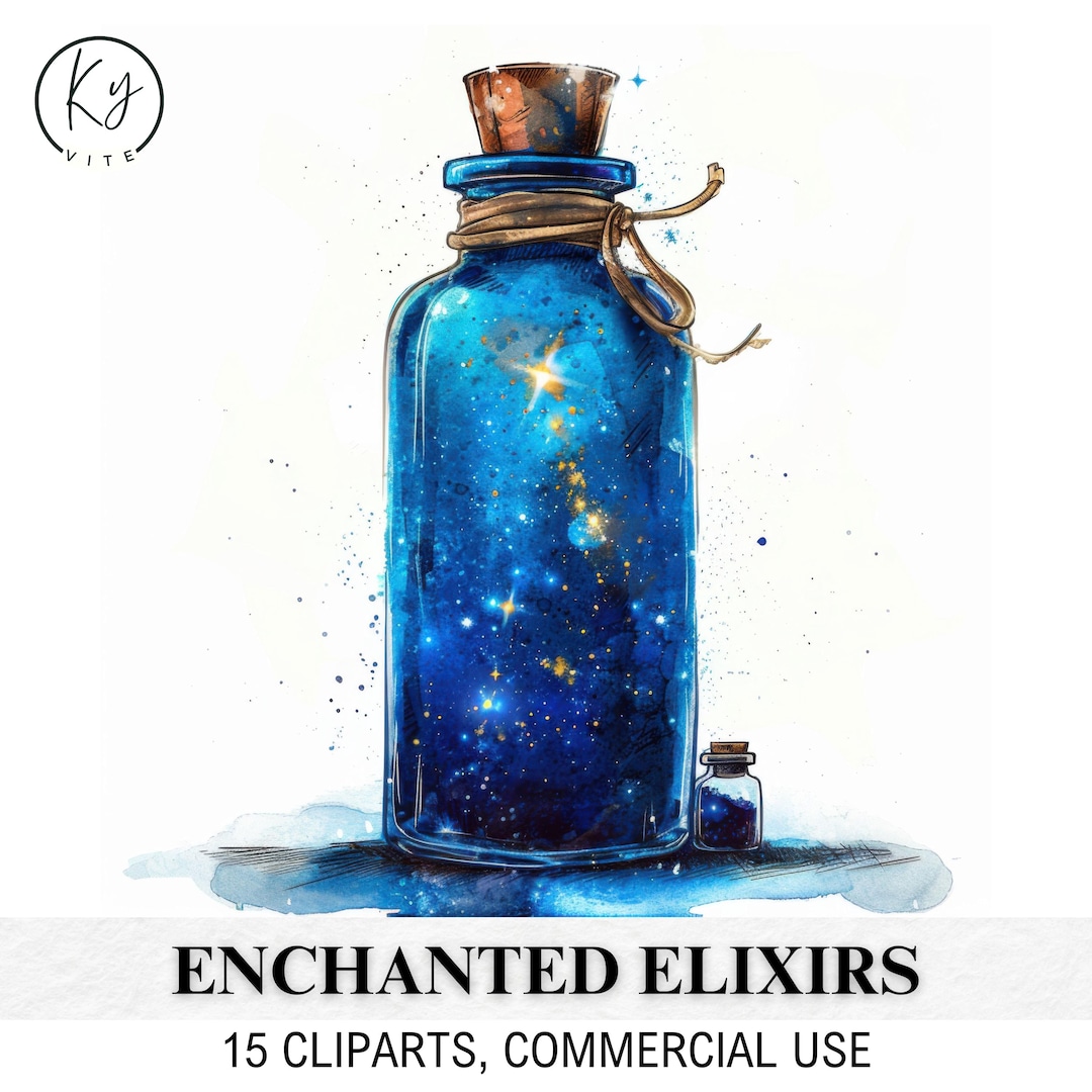 15 Pixie Dust Bottle Clipart, Pixie Potion, Printable Watercolor Clipart, Paper Craft, Scrapbook ...