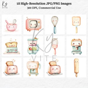 18 Cute Kitchen Equipment Clipart, Kawaii, Cooking and Baking Tools ...