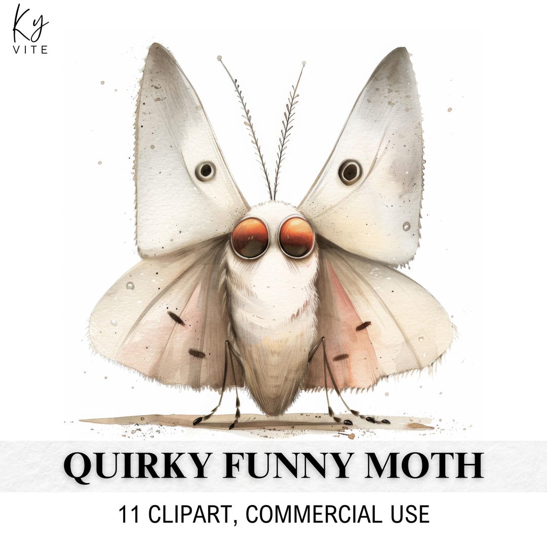 11 Quirky Moth Clipart, Cute Moth, Printable Watercolor Clipart, Paper ...
