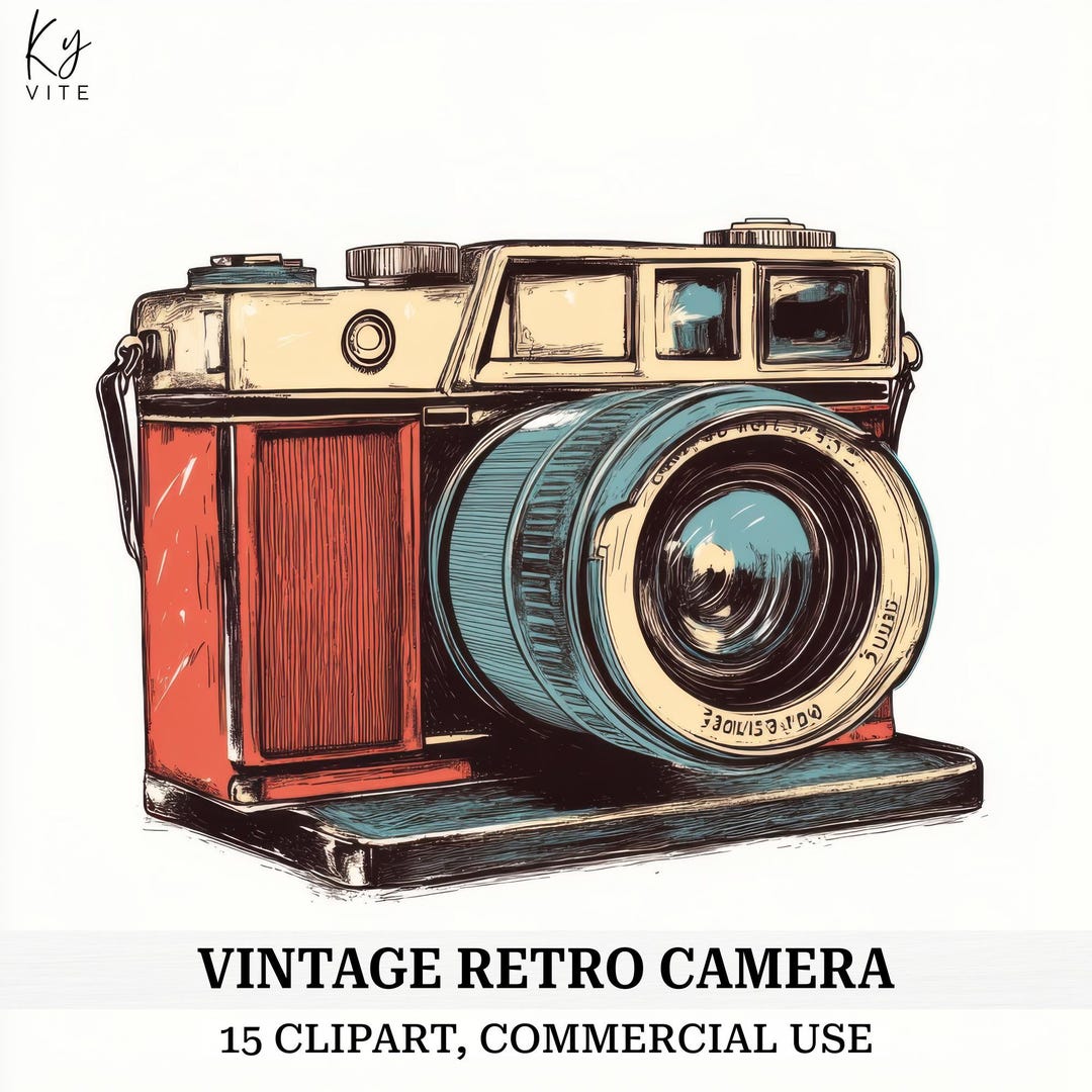 Vintage Camera Clipart: Retro Watercolor Illustrations (digital ...