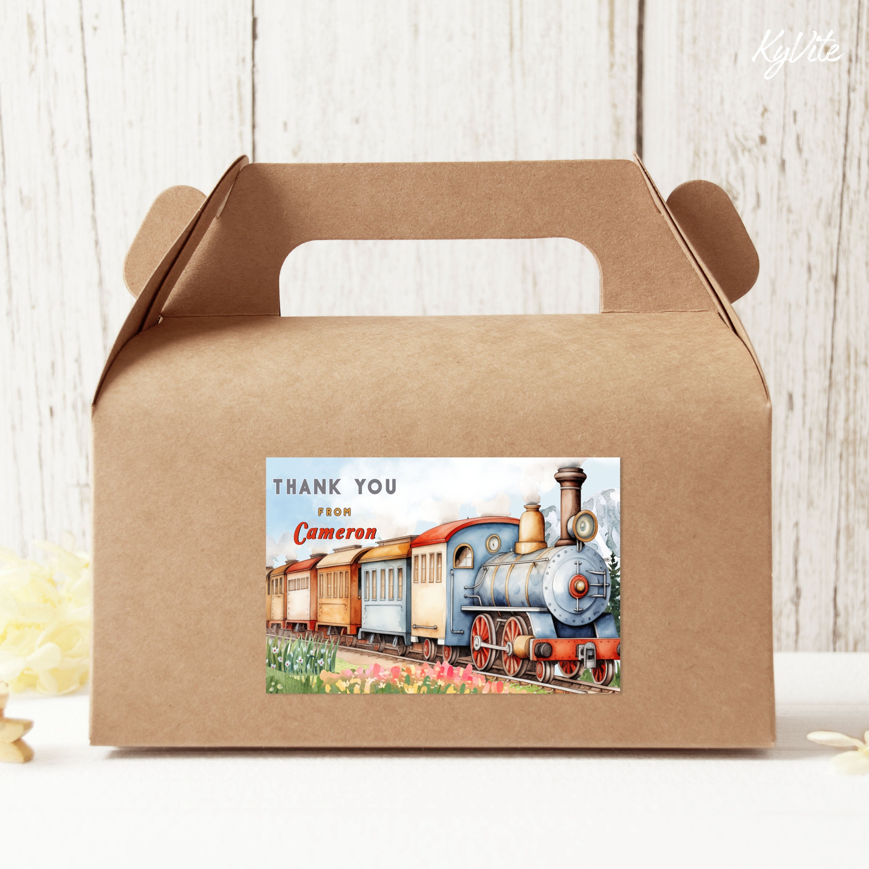 Editable Train Birthday Gable Box Label, Party Favor/gift Box Label ...