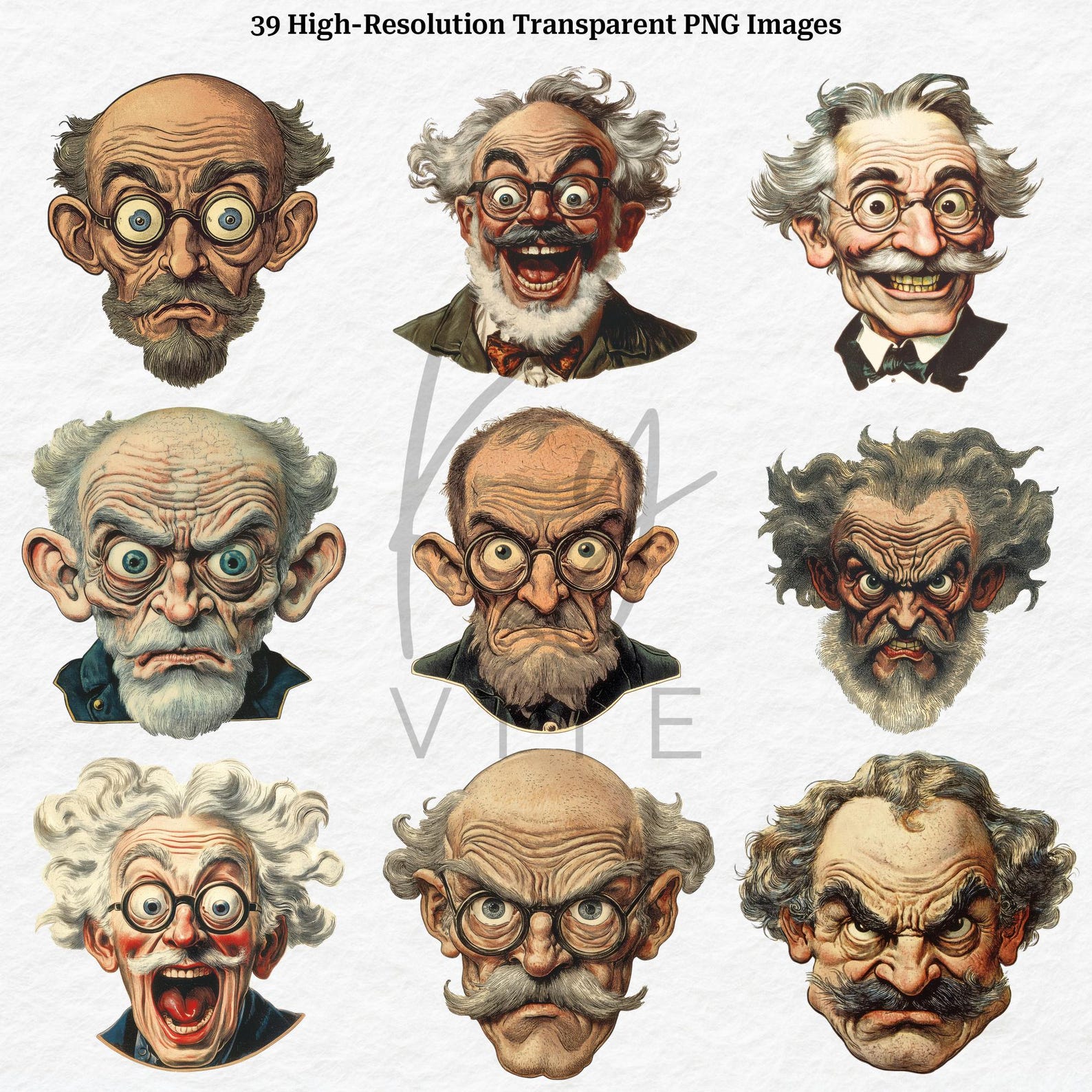 Mad Scientist Head Clipart: Vintage PNG Bundle for Junk Journals ...
