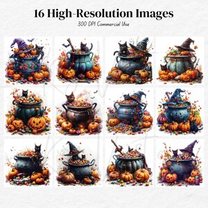 16 Candy-filled Cauldron Clipart, Candy Cauldron, Printable Watercolor ...