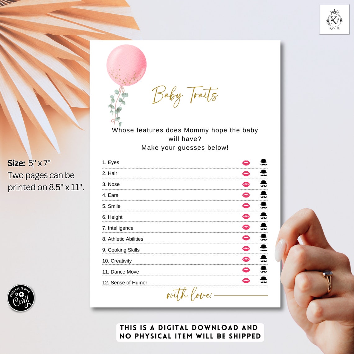 Baby Traits for Baby Shower Game Guess the Baby Features - Etsy
