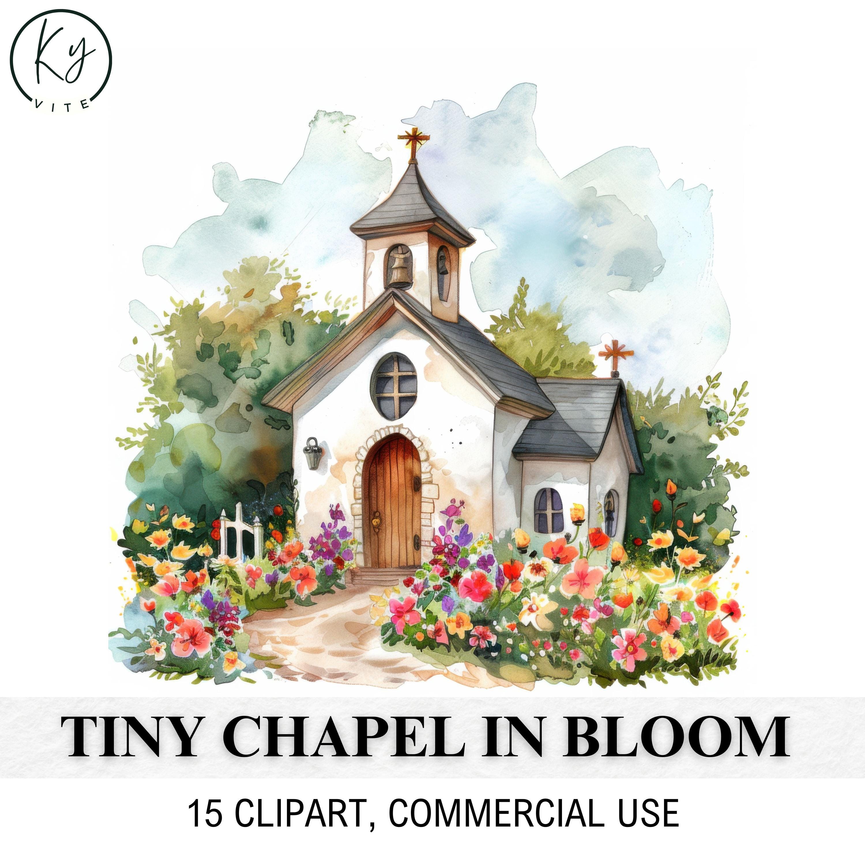 15 Tiny Chapel in Bloom Clipart for POD, Paper Craft, Journaling ...