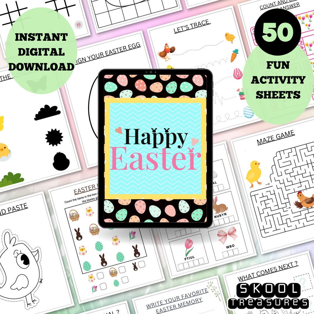 50 Easter Activity Worksheet Printables, Kids Spring Activities ...