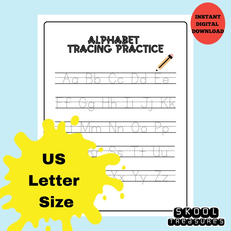 Printable Alphabet Tracing Worksheets, Prek, Kindergarten, Preschool ...