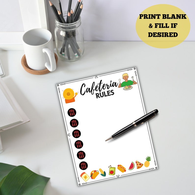 Editable School Cafeteria Rules Sign, Lunchroom Decor, Cafeteria Wall ...