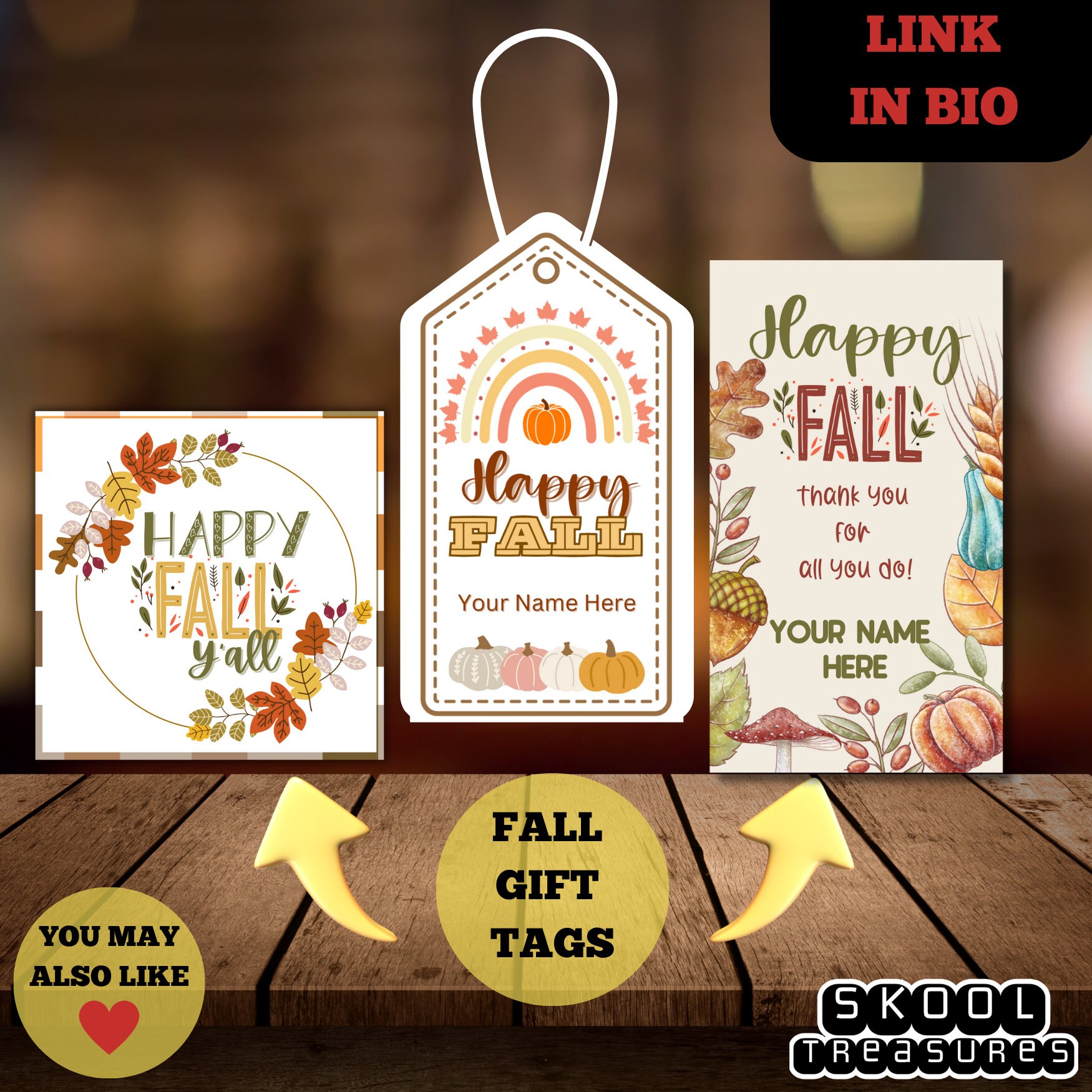 Editable Fall Themed Gift Tags Thank You Sign Thanksgiving - Etsy