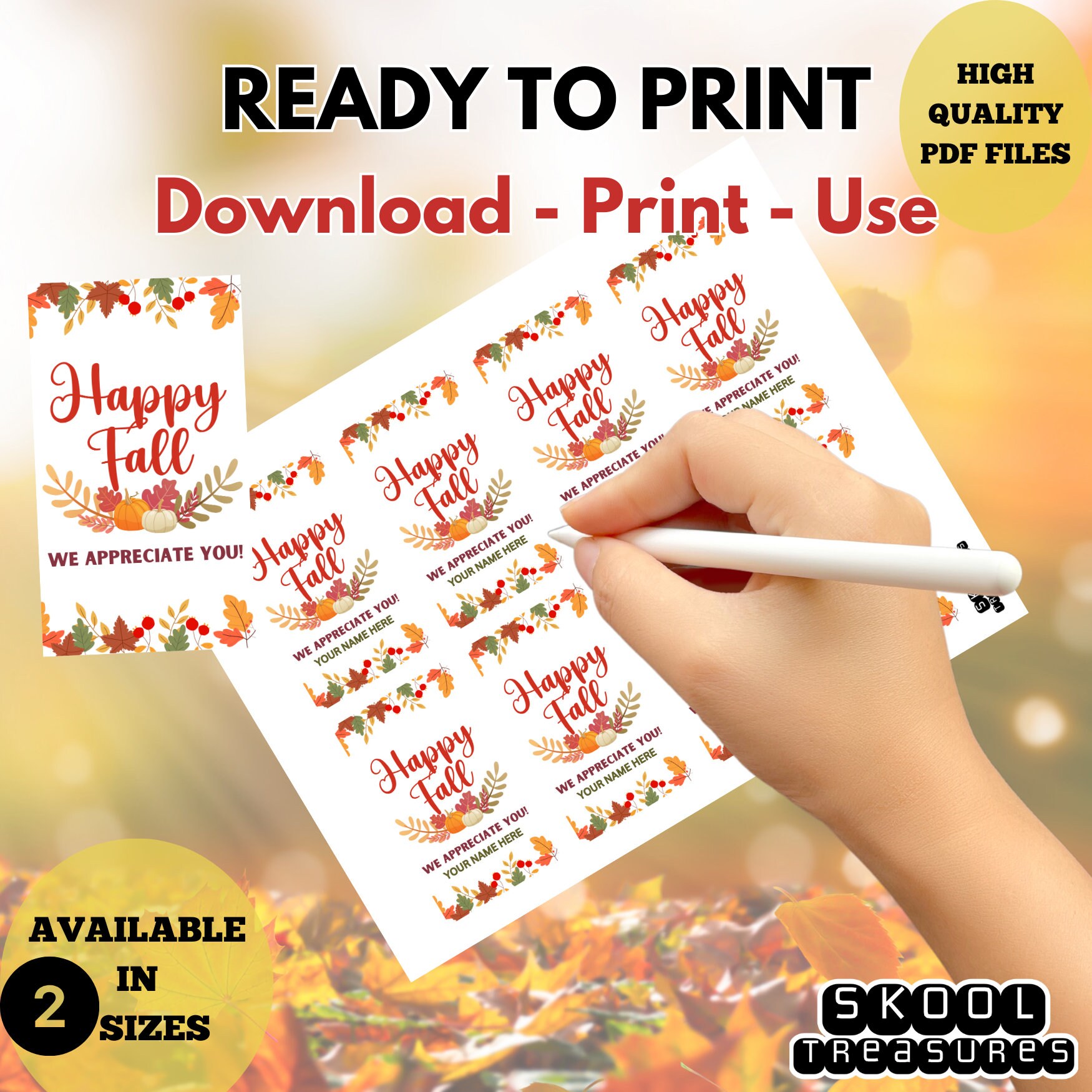 Editable Fall Themed Gift Tags Thank You Sign Thanksgiving - Etsy