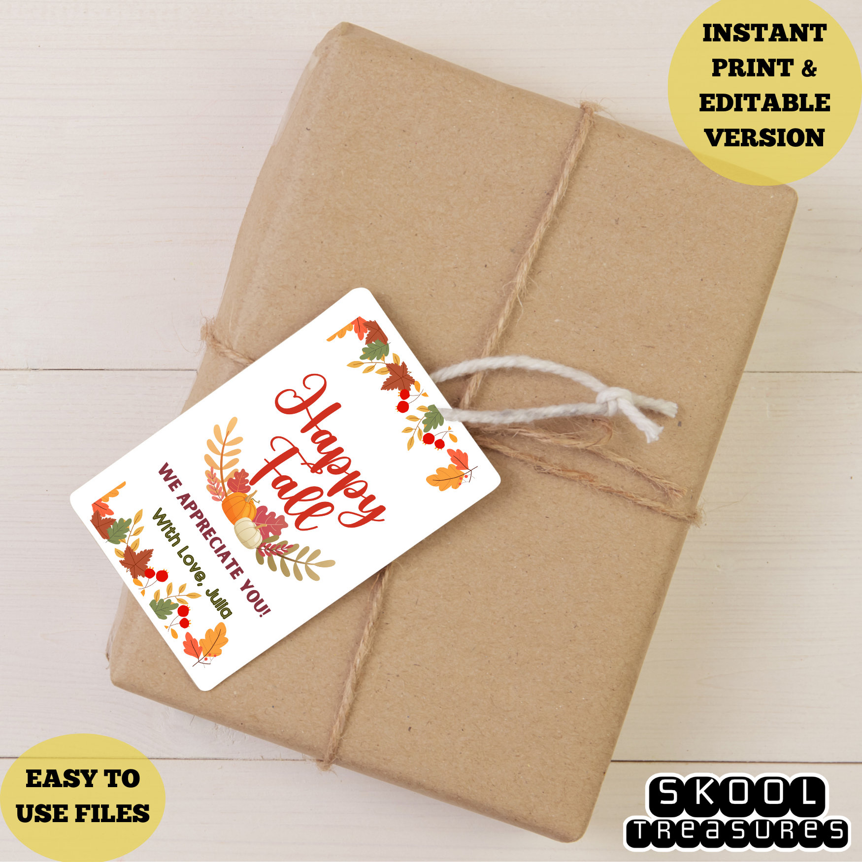 Editable Fall Themed Gift Tags Thank You Sign Thanksgiving - Etsy