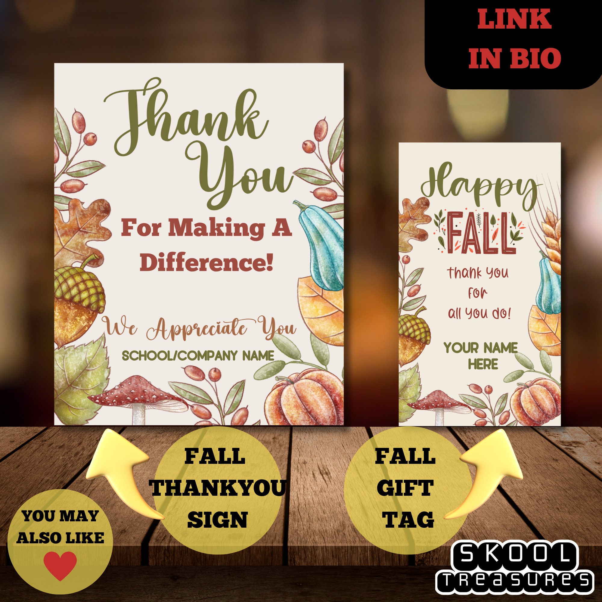 Editable Fall Themed Appreciation Sign, Thank You Sign, Thanksgiving ...