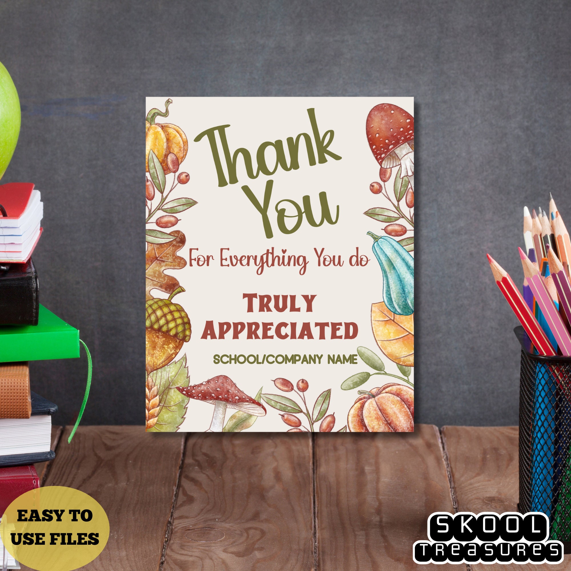 Editable Fall Themed Thank You Sign Appreciation Sign - Etsy