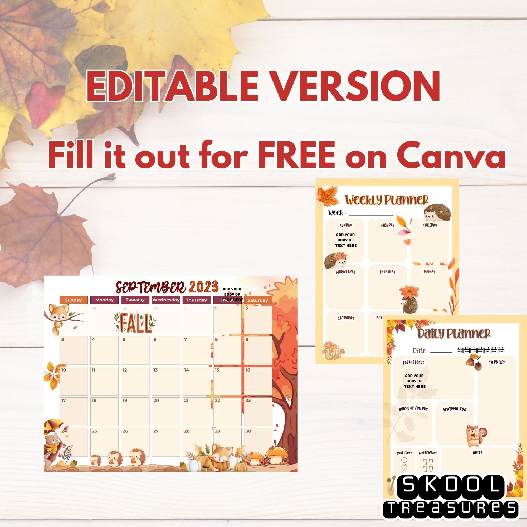 September 2023 Editable Printable Fillable Calendar , Beautiful Cozy ...