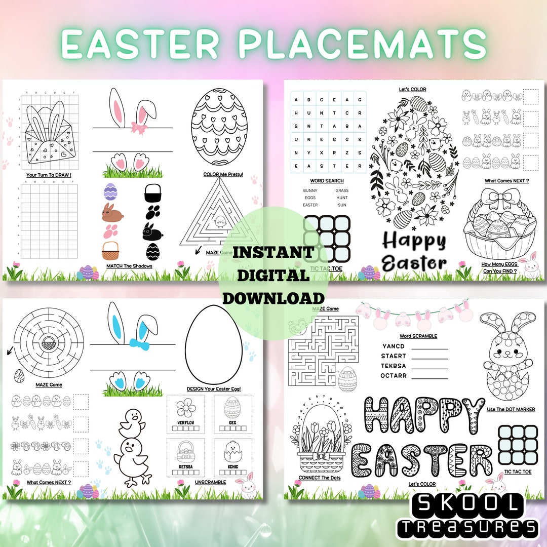 Easter Activities Placemat Printable, Kids Activity, Easter Party ...