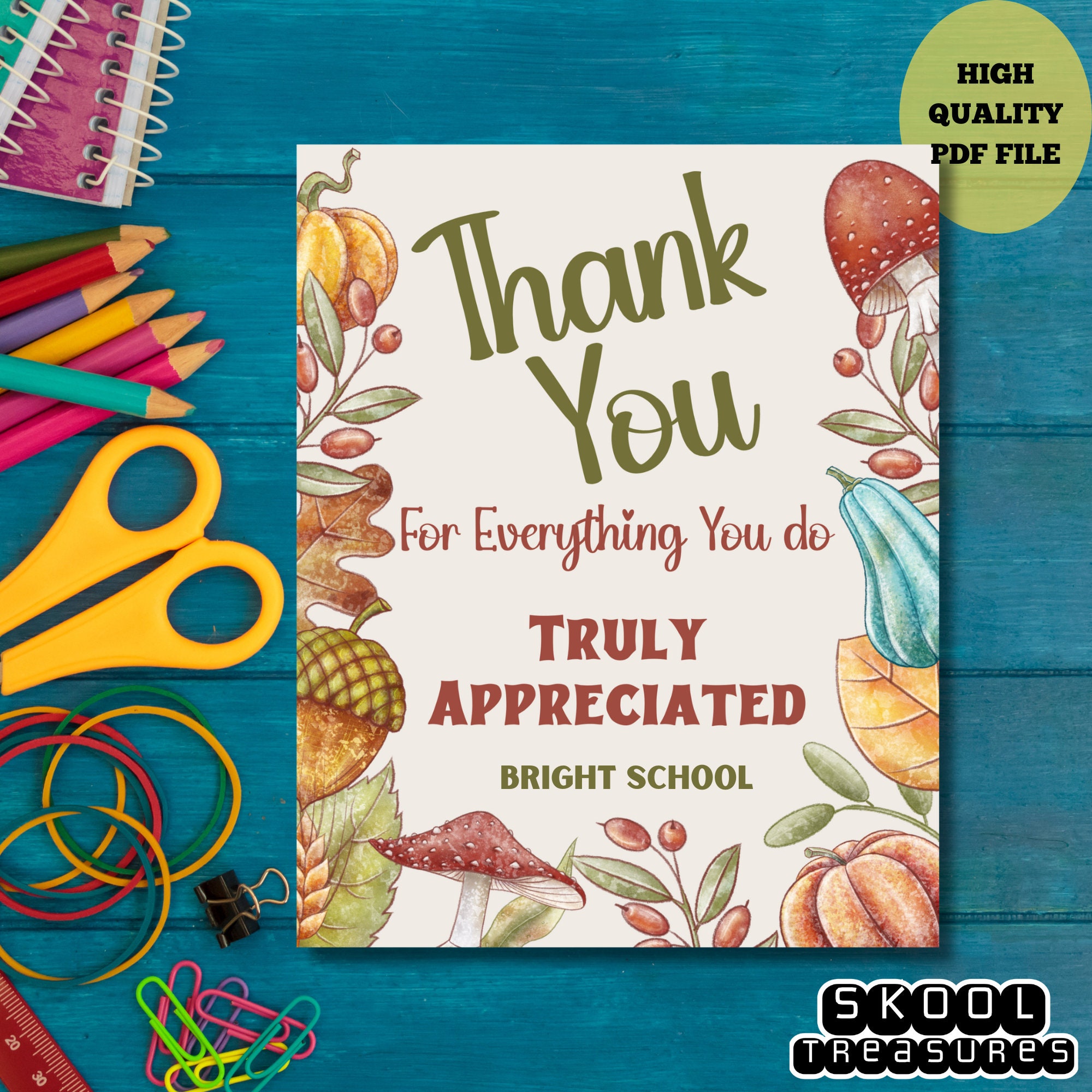 Editable Fall Themed Thank You Sign Appreciation Sign - Etsy