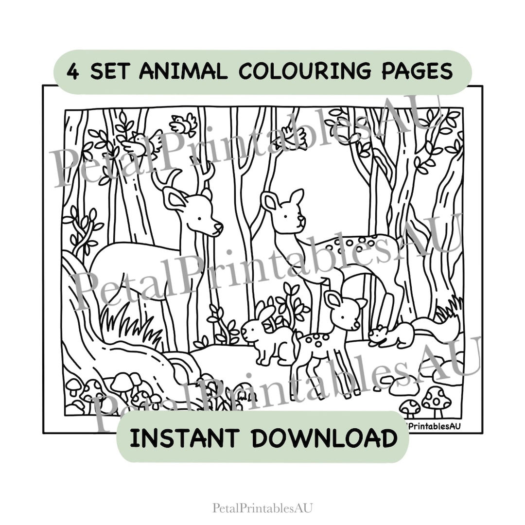 Coloring Pages, Digital Animal Colouring in Book Printables, Instant ...