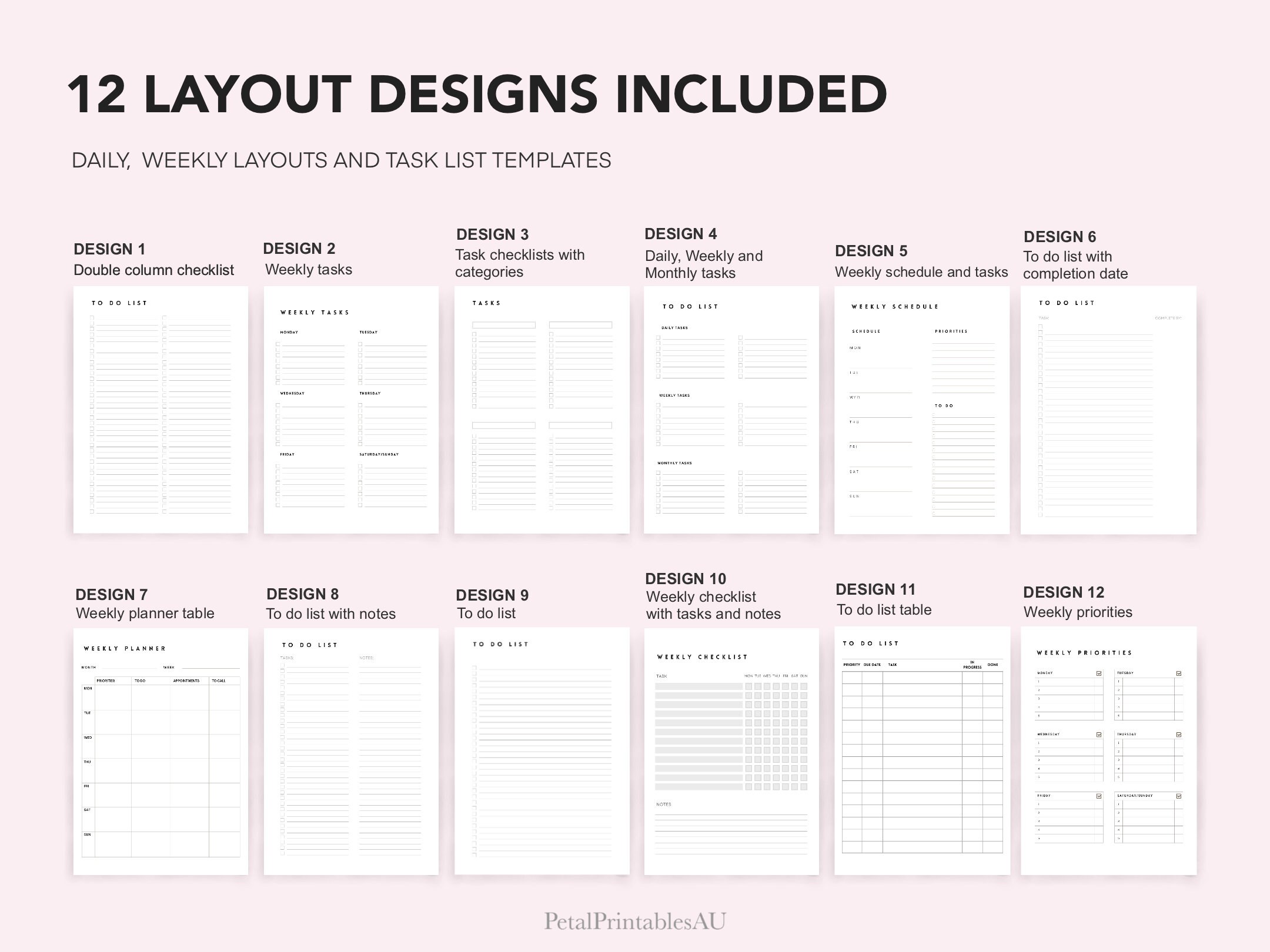 To Do List Printable Bundle, Digital Download Productivity Planner ...