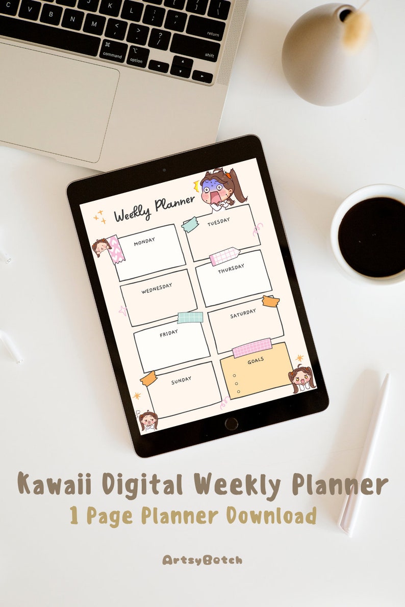 1 Page Cute and Funny Weekly Planner Digital Weekly Planner - Etsy