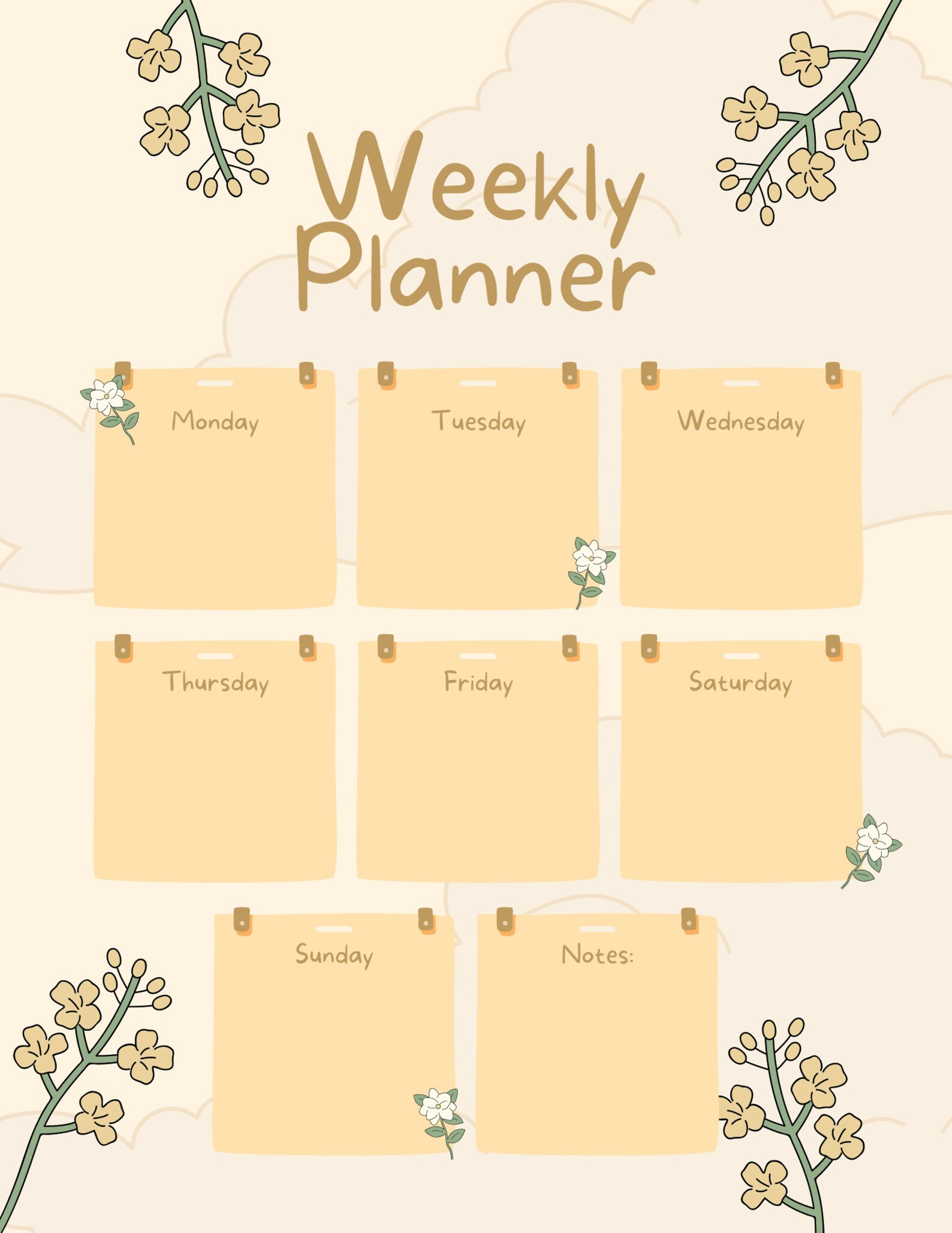 Kawaii Digital Weekly Planner, 1 Page Planner, Instant Download Planner ...