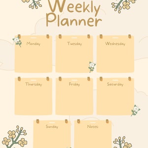 Kawaii Digital Weekly Planner, 1 Page Planner, Instant Download Planner ...