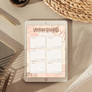 Cute Vision Board Digital Planner, 1 Page Manifestation Planner ...