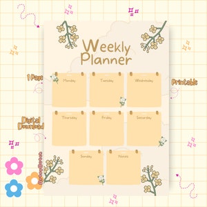 Kawaii Digital Weekly Planner 1 Page Planner Instant - Etsy
