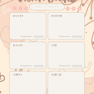 Cute Vision Board Digital Planner, 1 Page Manifestation Planner ...