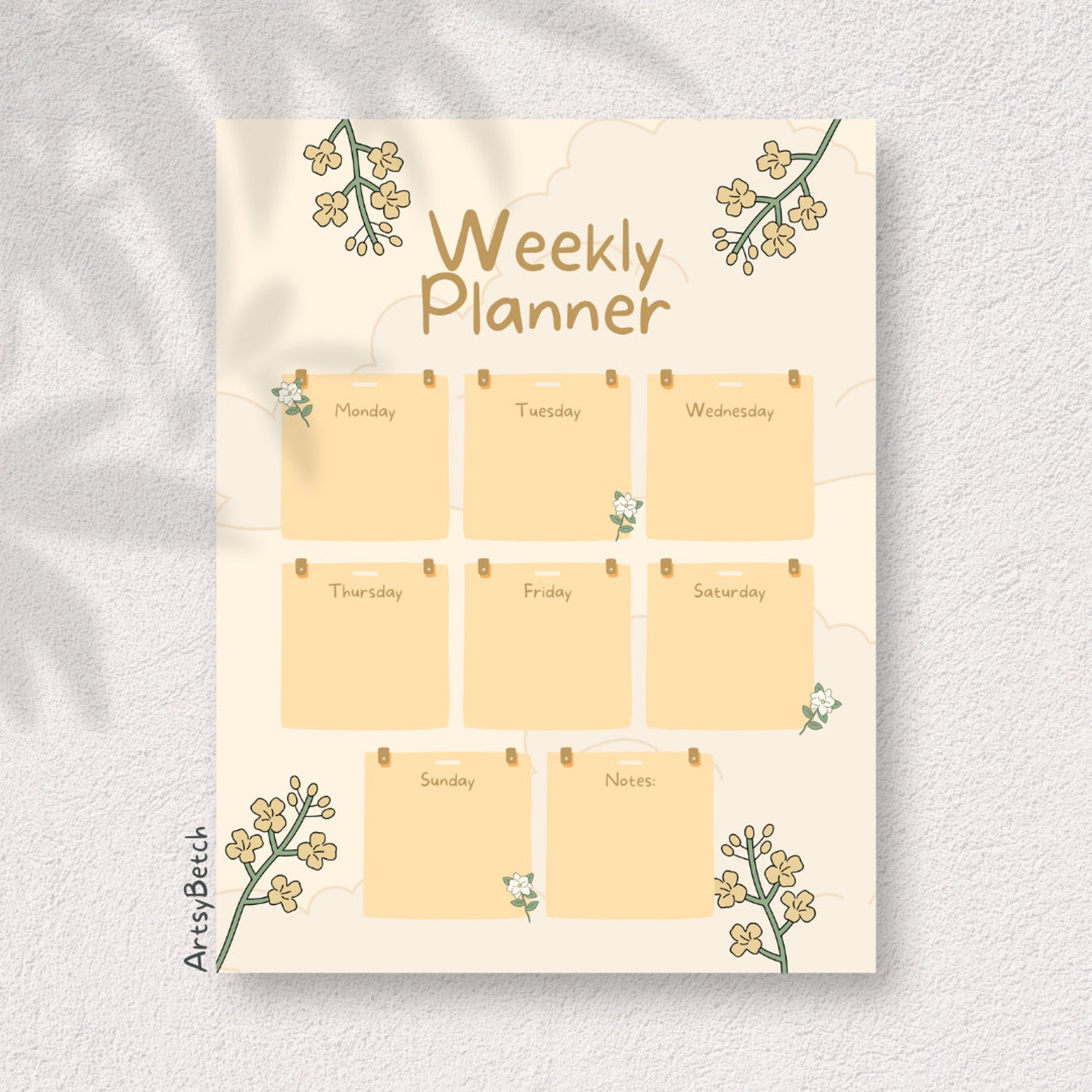 Kawaii Digital Weekly Planner, 1 Page Planner, Instant Download Planner ...
